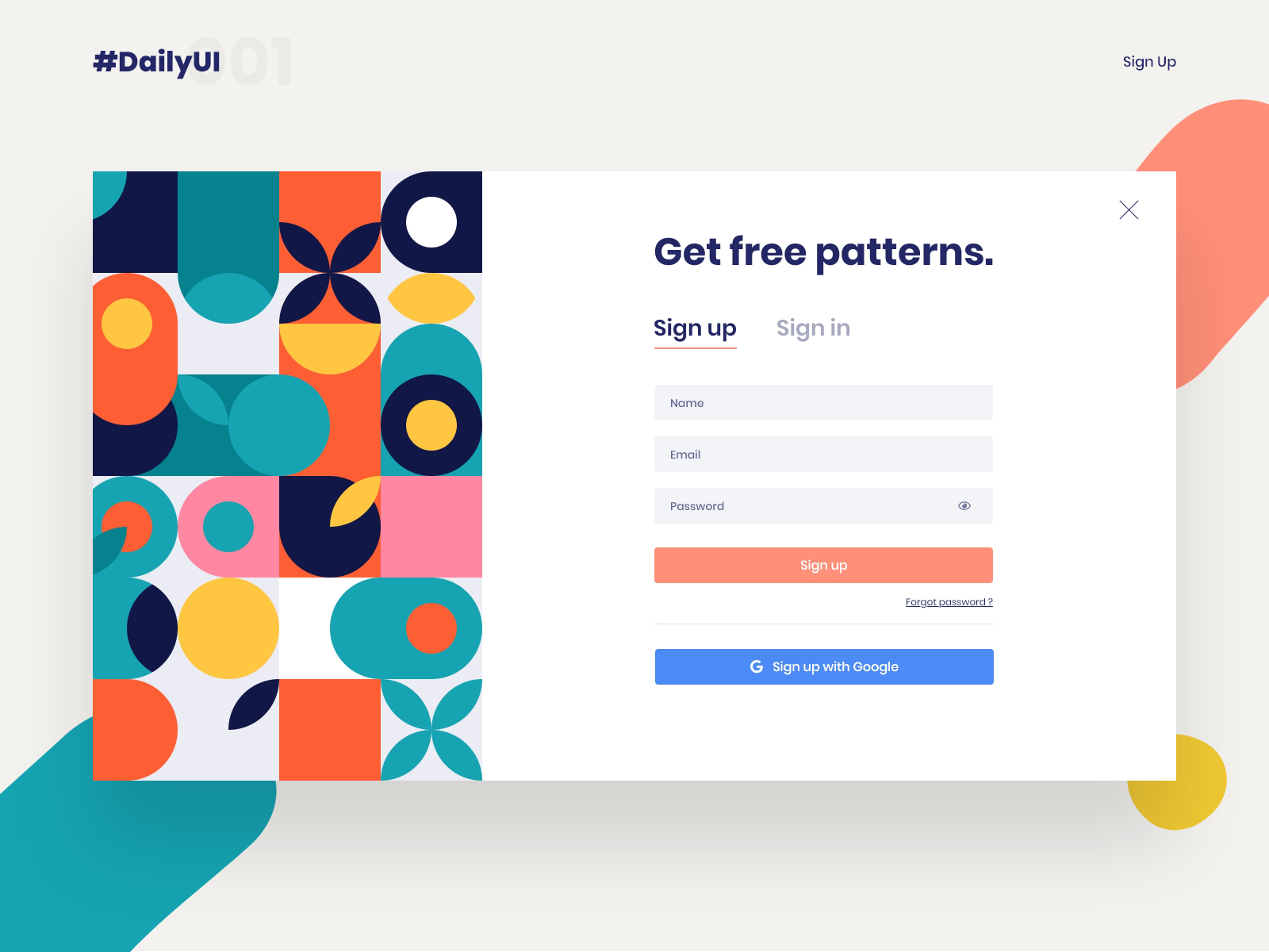 DailyUI - Sign up by Levani Kvaliashvili on Dribbble
