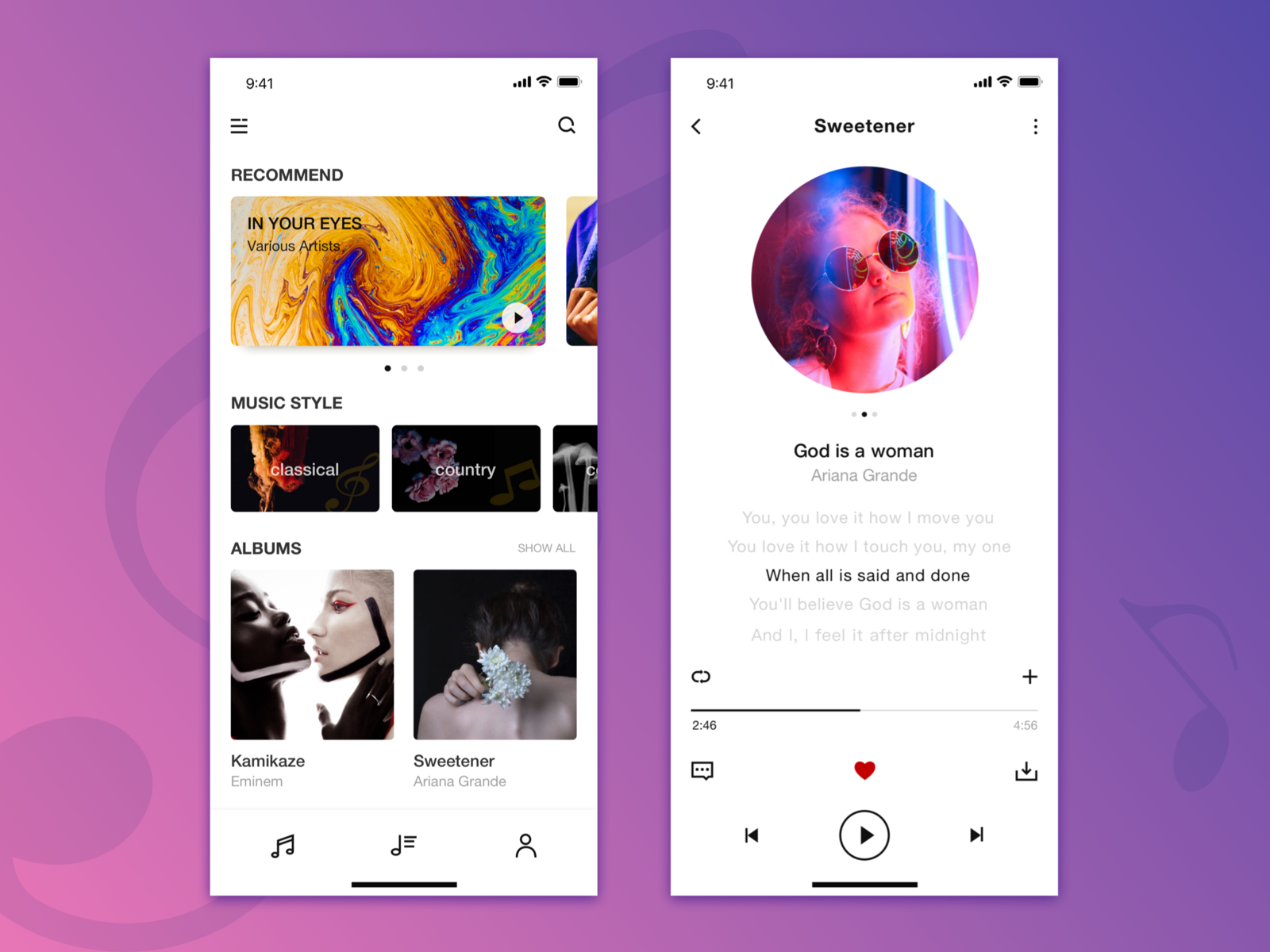 music app by jiahong xu on Dribbble