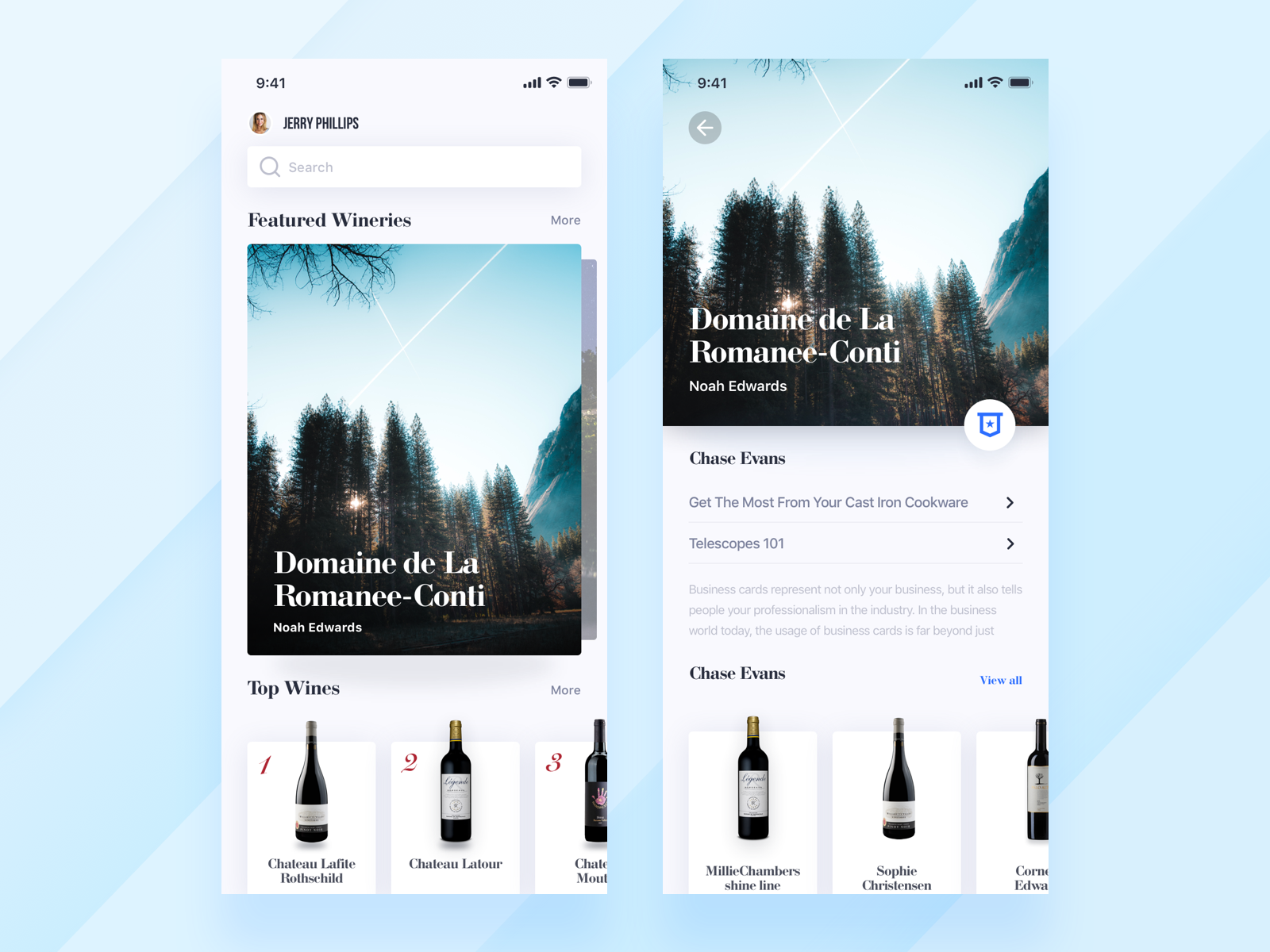 Wine League app by Xinle Liu on Dribbble