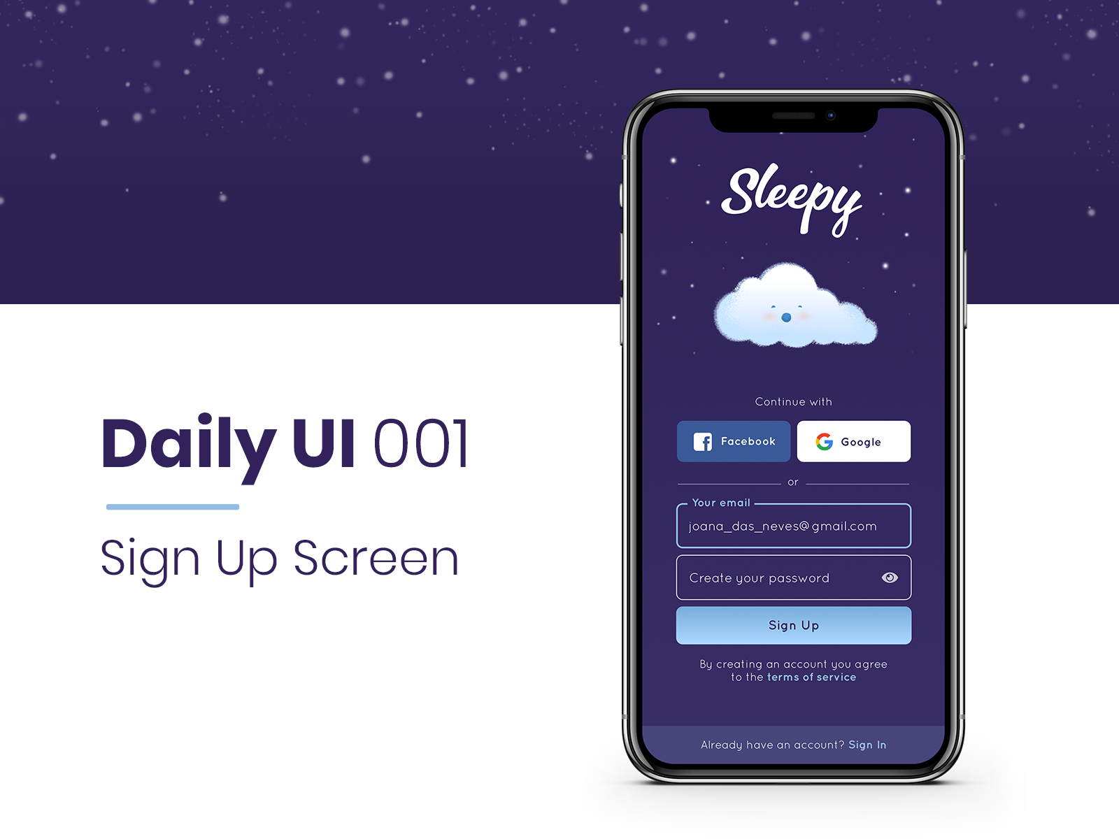 Daily UI 001 - Sign Up by Madalena Aguiar on Dribbble