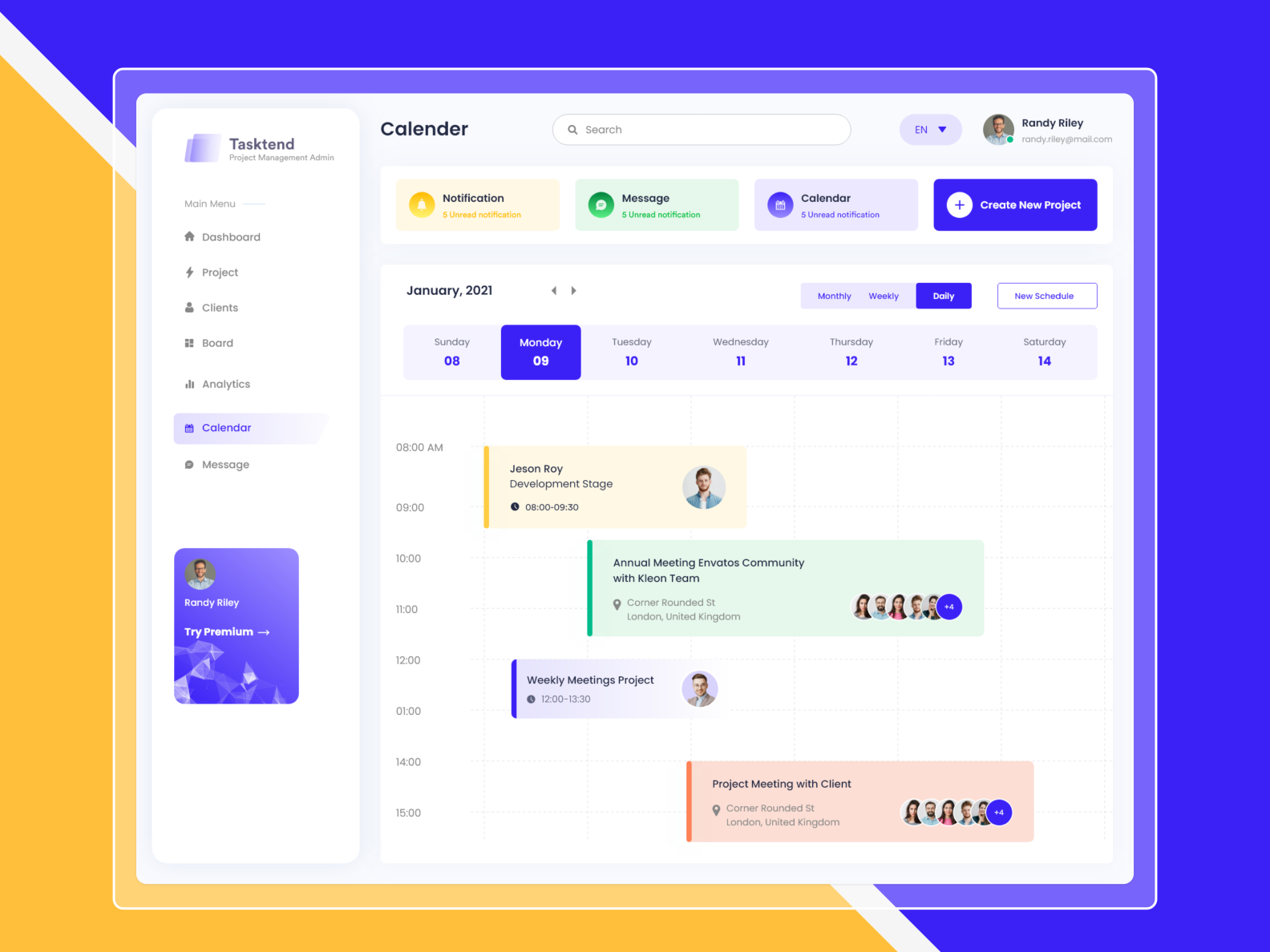 Project Mgt Dashboard - Calendar by Saddam Hosen 🏆 on Dribbble