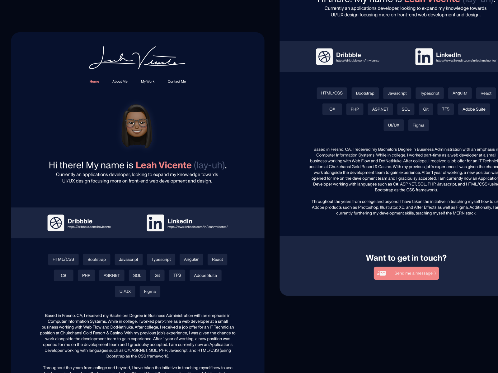 Personal Website by Leah Vicente on Dribbble