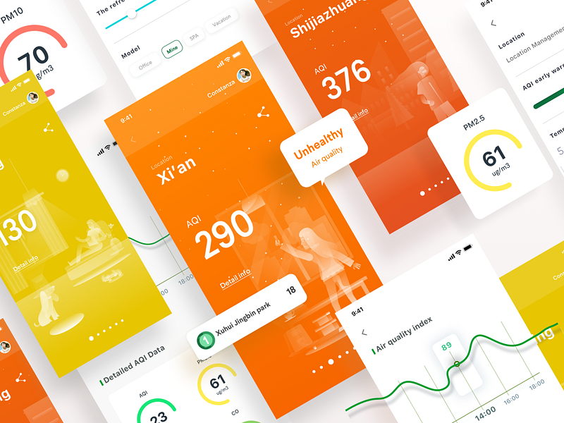 Air Quality Monitoring APP by Yingchun Hu for UIGREAT Studio on Dribbble