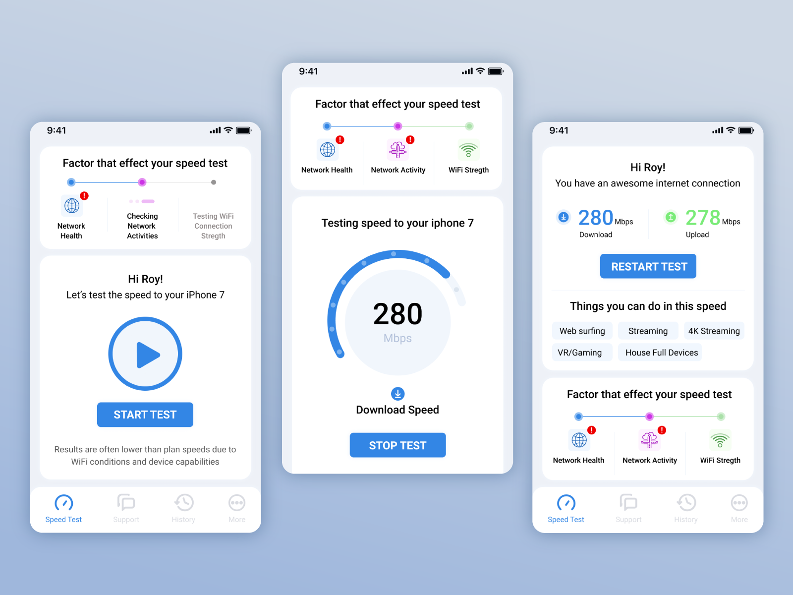Internet Speed Test App by Vineeth Kumar on Dribbble