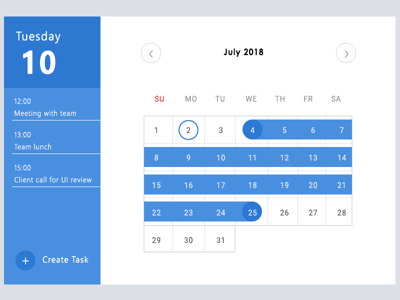 Calender Date Range Selection by Sanghita Debnath on Dribbble