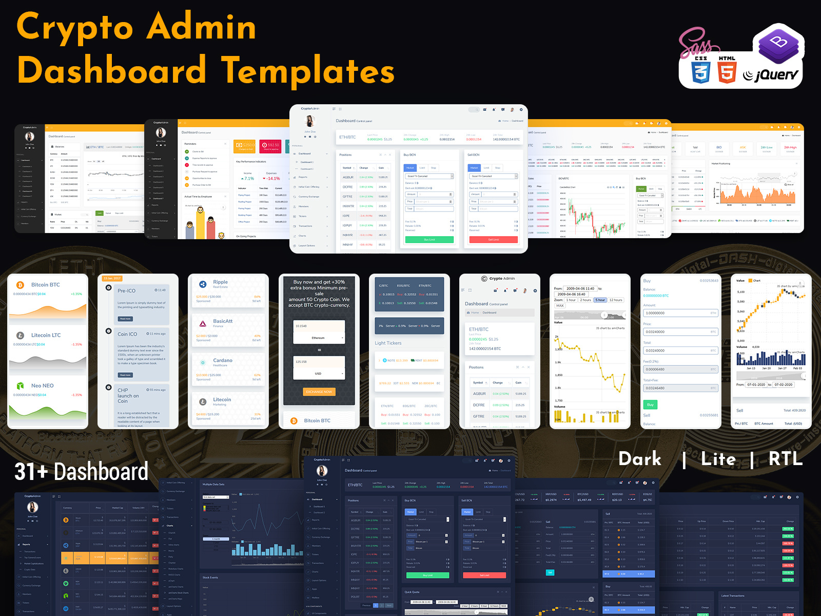Responsive Cryptocurrency HTML Template + Bitcoin Dashboards ICO by ...