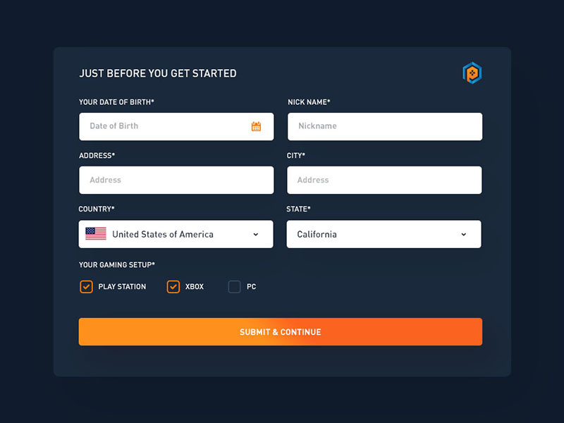 Registration Forms for Gamers by uxkasim on Dribbble