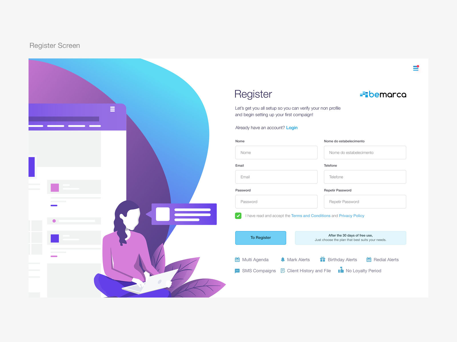Register Screen Concept by uxkasim on Dribbble
