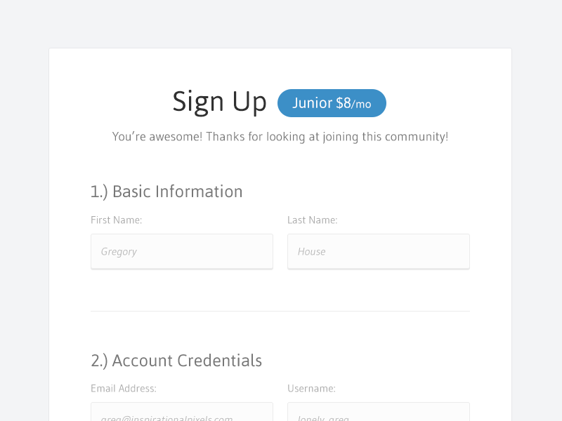 Sign Up Form by Seb Kay on Dribbble