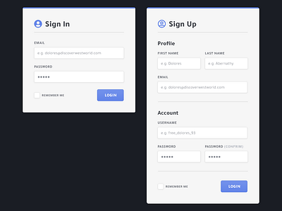 Sign In & Sign Up Forms by Seb Kay on Dribbble