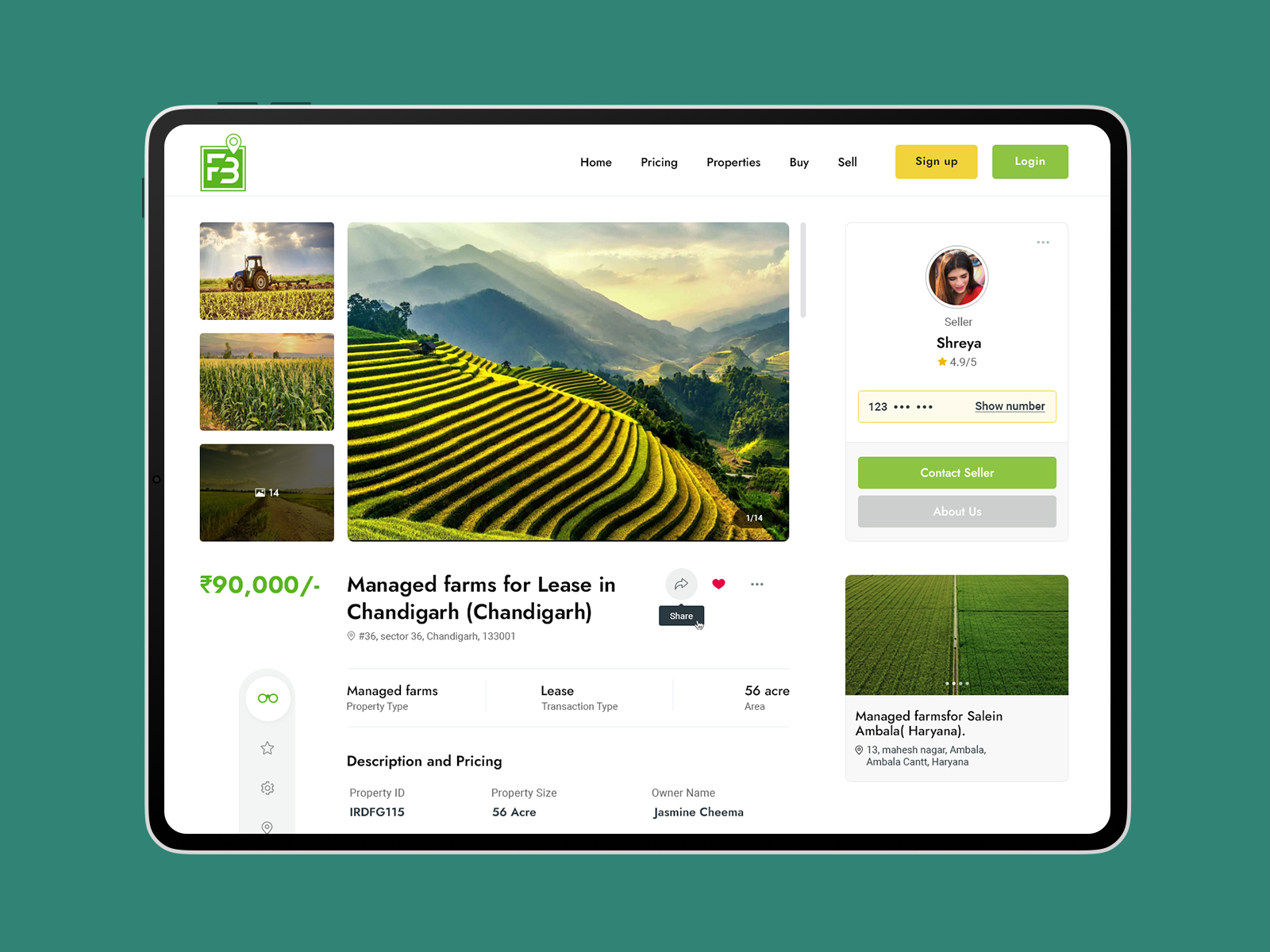 Farms Details Page by Manjeet Singh on Dribbble
