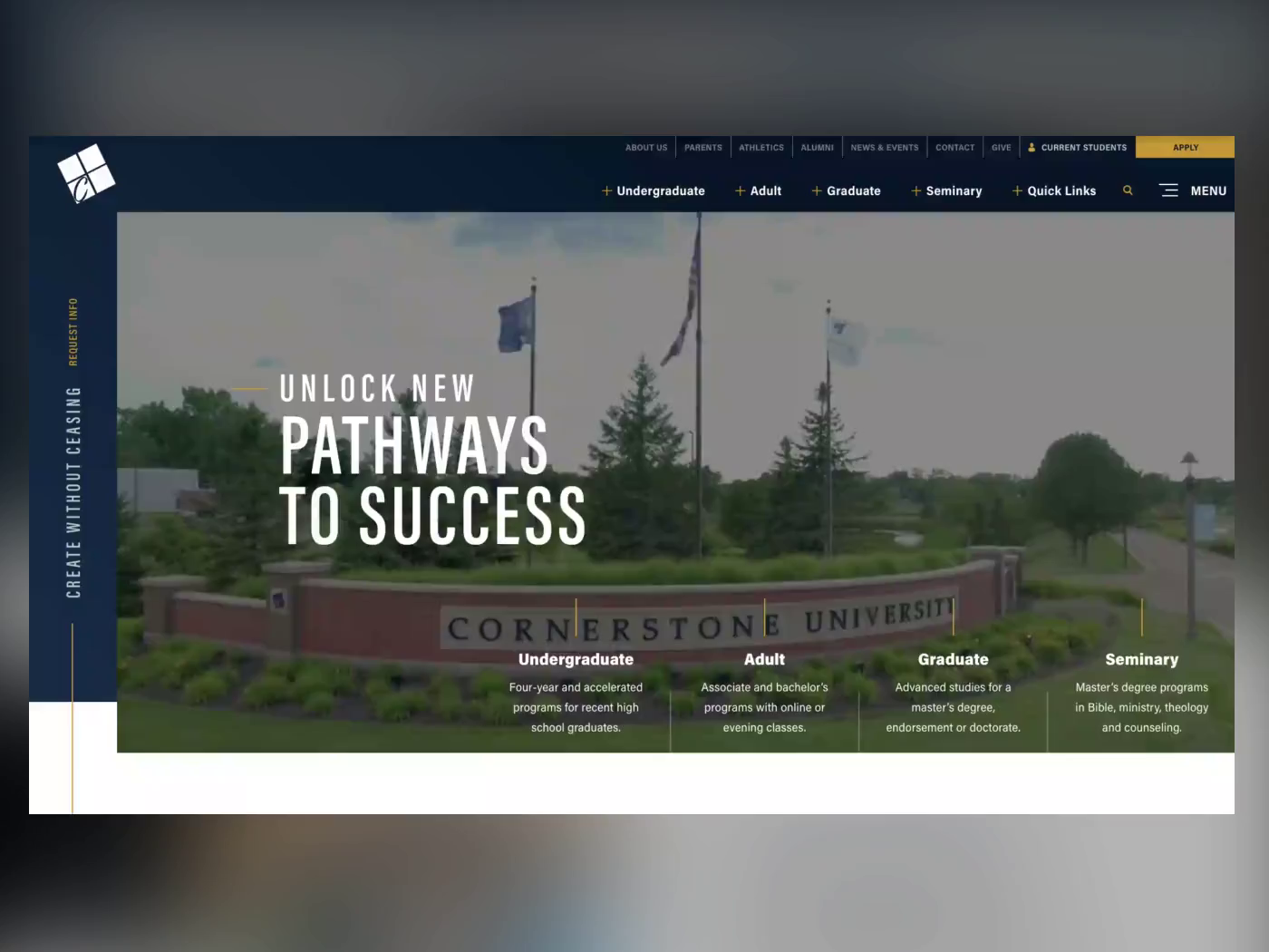 Cornerstone University | Website by Travis Fahlen on Dribbble