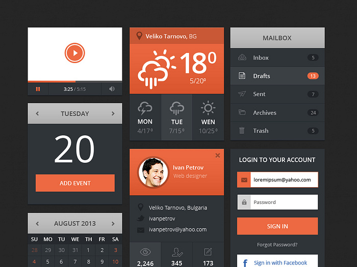 Flat Ui Set by E-legance.net on Dribbble