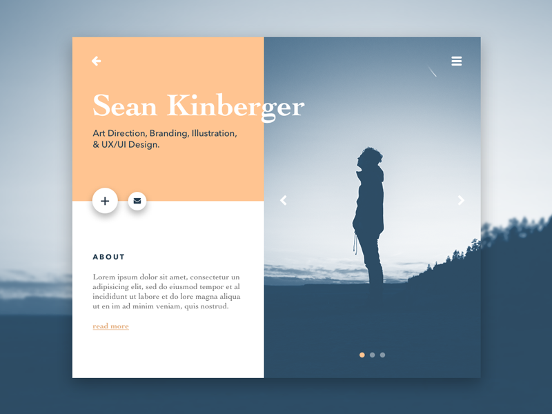 Daily UI #006 - User Profile by Sean Kinberger on Dribbble