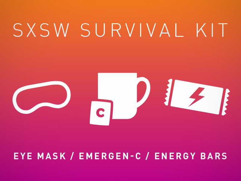 SXSW Survival Kit Rebound by Meryl Friedman on Dribbble