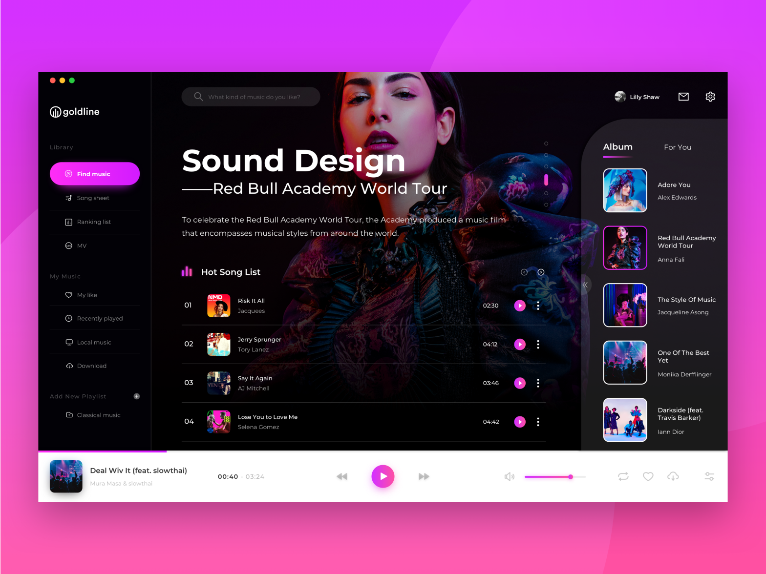 Music web design by Lilliannnnnnnm on Dribbble