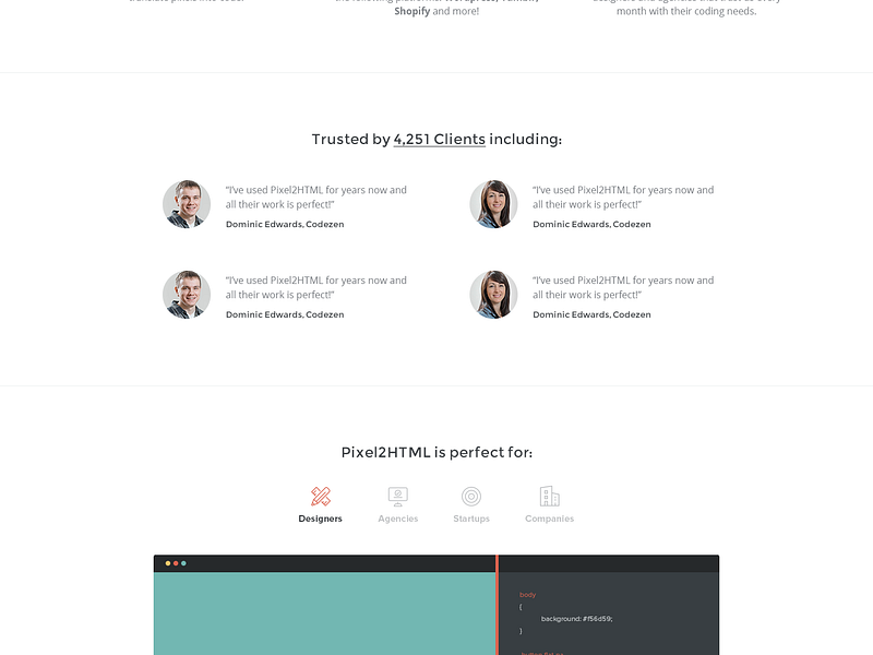 Website for Pixel2HTML (WIP) by Balkan Brothers on Dribbble