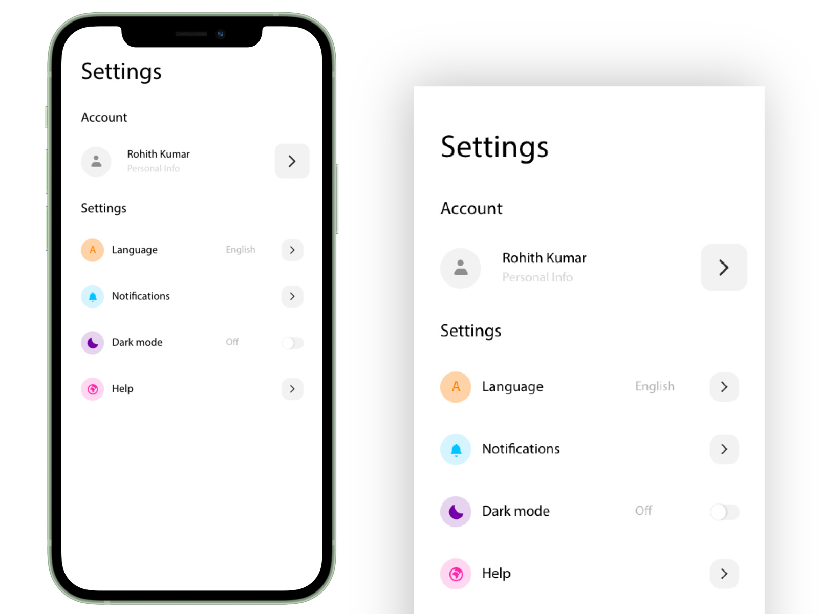 settings page by Melbin Kuriakose on Dribbble