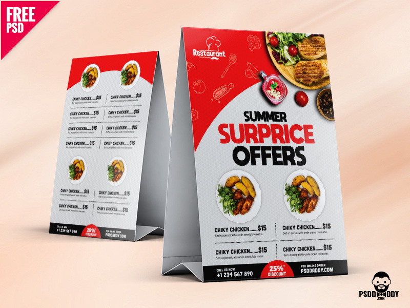 Discount offer Tent Menu Free PSD by Mohammed Asif on Dribbble