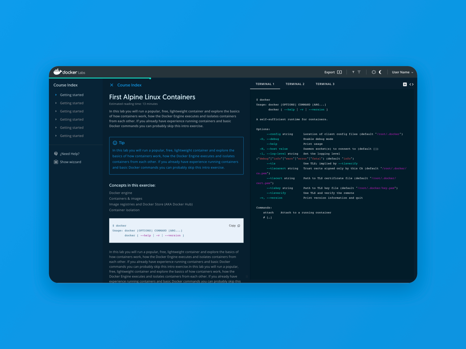 DockerLabs dark theme 2019 by Diego Dzienciol on Dribbble