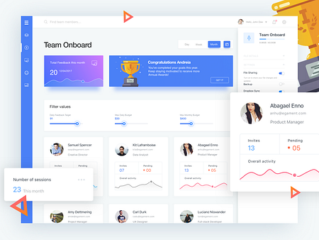 Team Onboard Dashboard by Pedro Ribeiro on Dribbble