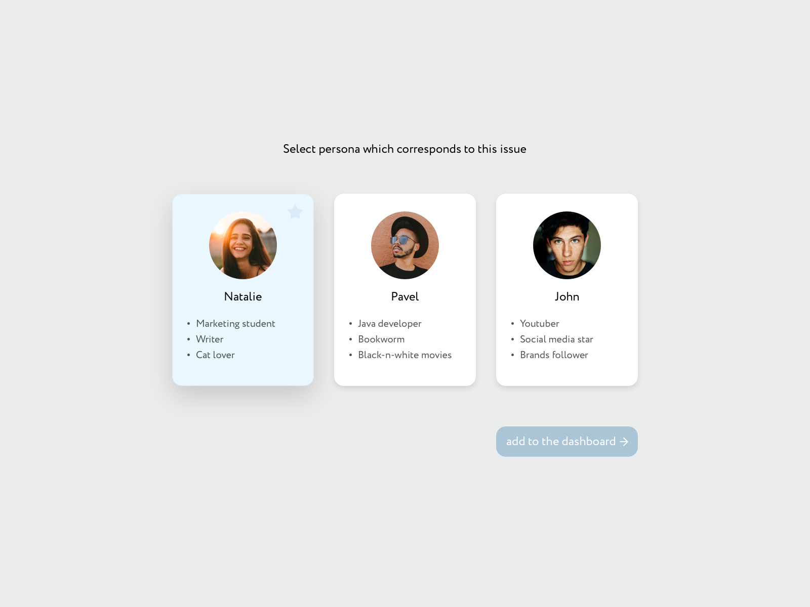 Select persona type by Yuliia Kucherenko on Dribbble