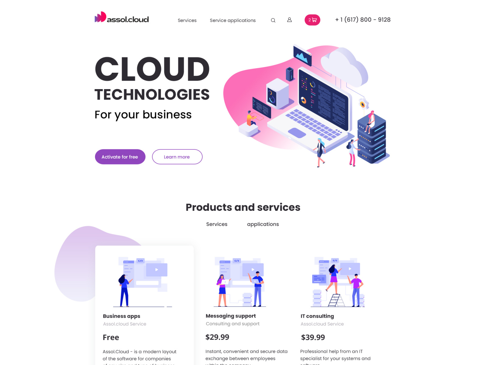 Landing page Assol cloud by Elena Uporova on Dribbble