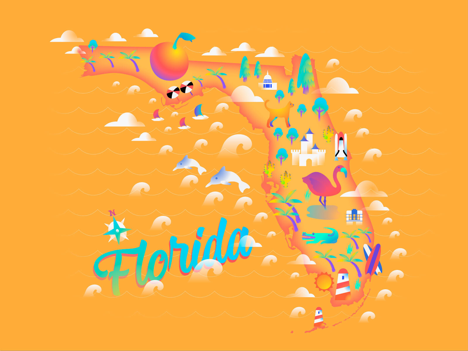 Florida Illustration by Pablo Cucchi for Juice on Dribbble