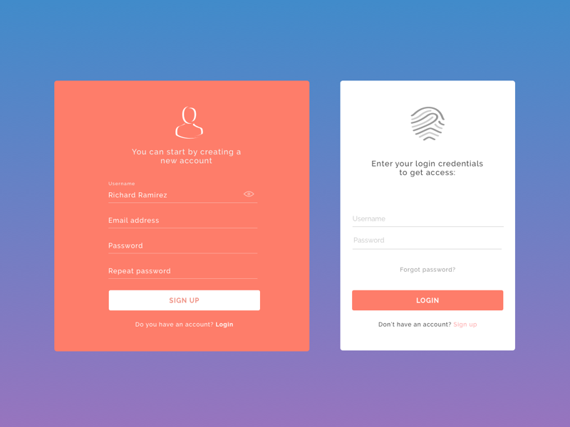 Sign in and Login page by Mia Montilla on Dribbble