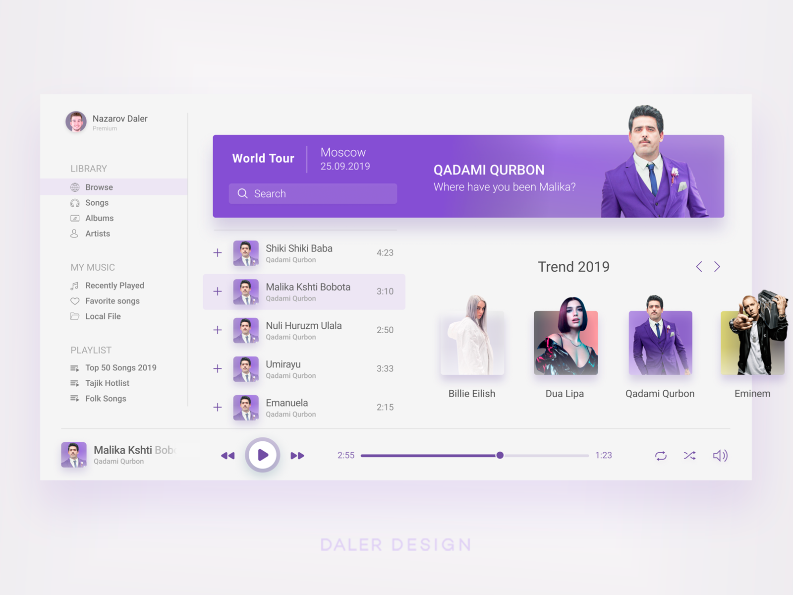 Music Player | Daily UI by Daler Nazarov on Dribbble