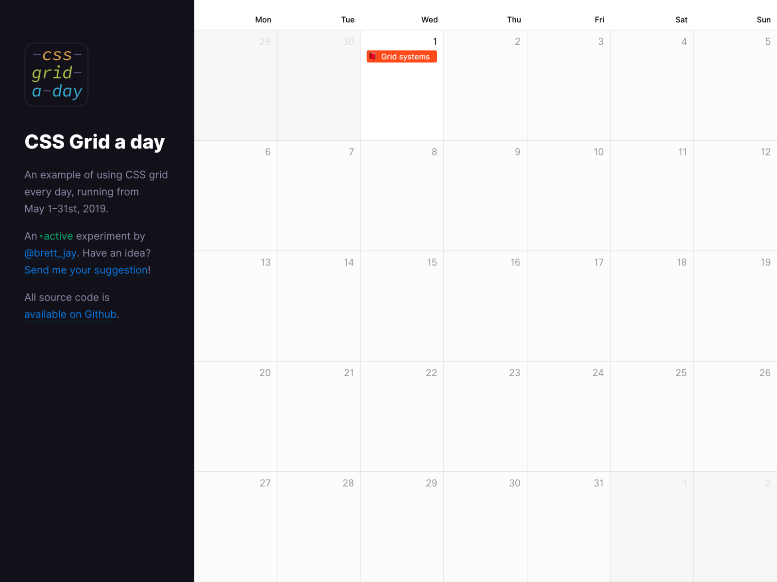 CSS Grid a Day – Index by Brett Jones on Dribbble
