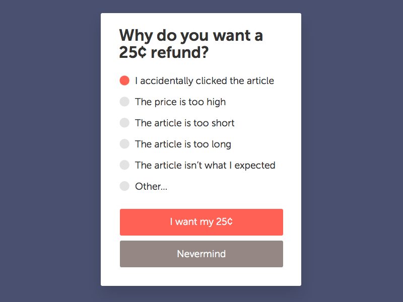 Refund Dialog by Sander van Houdt on Dribbble