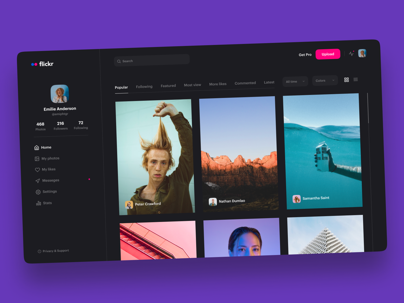 Flickr Home Page Redesign by Evgeny Ptr. on Dribbble