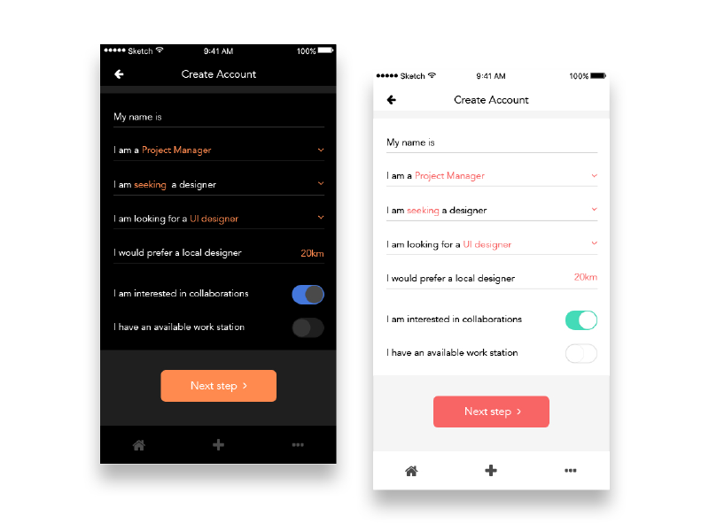 Creative job application UI by Sara Black on Dribbble