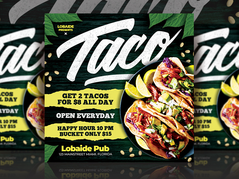 Taco Flyer Template by Lobaide on Dribbble