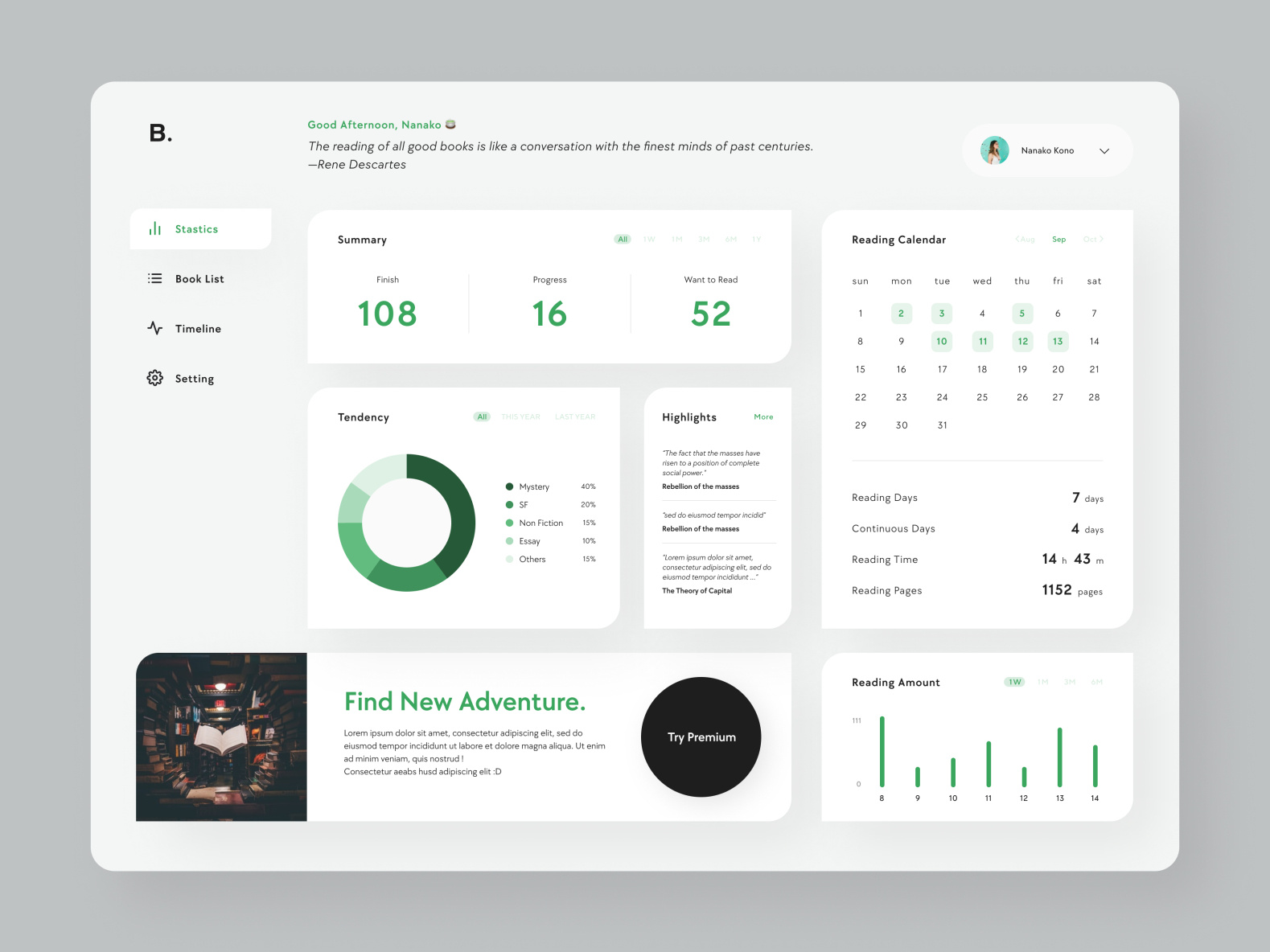 Daily UI 066 📕 Statistics by Nanako Kono on Dribbble