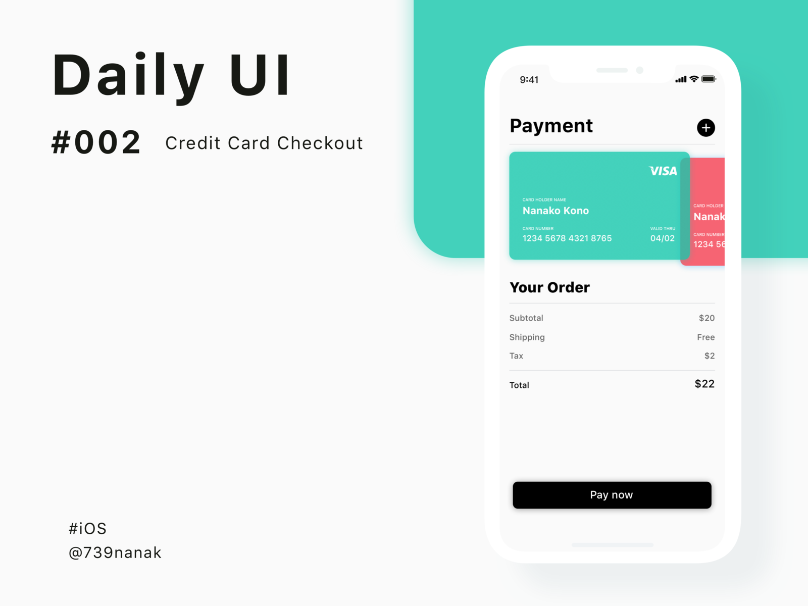 Daily UI #002 Credit Card Checkout by Nanako Kono on Dribbble Daily UI #002 Credit Card Checkout by Nanako Kono on Dribbble