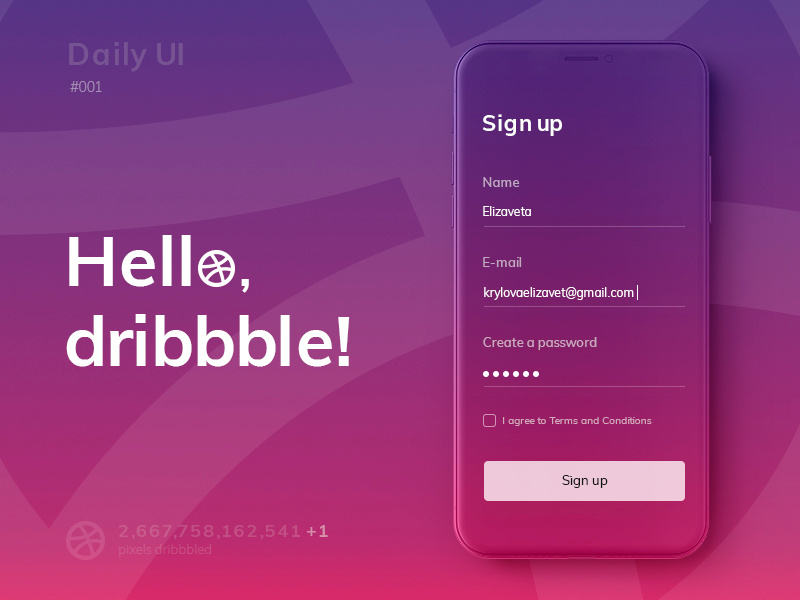 Sign up page by Lisa Yaryhina on Dribbble