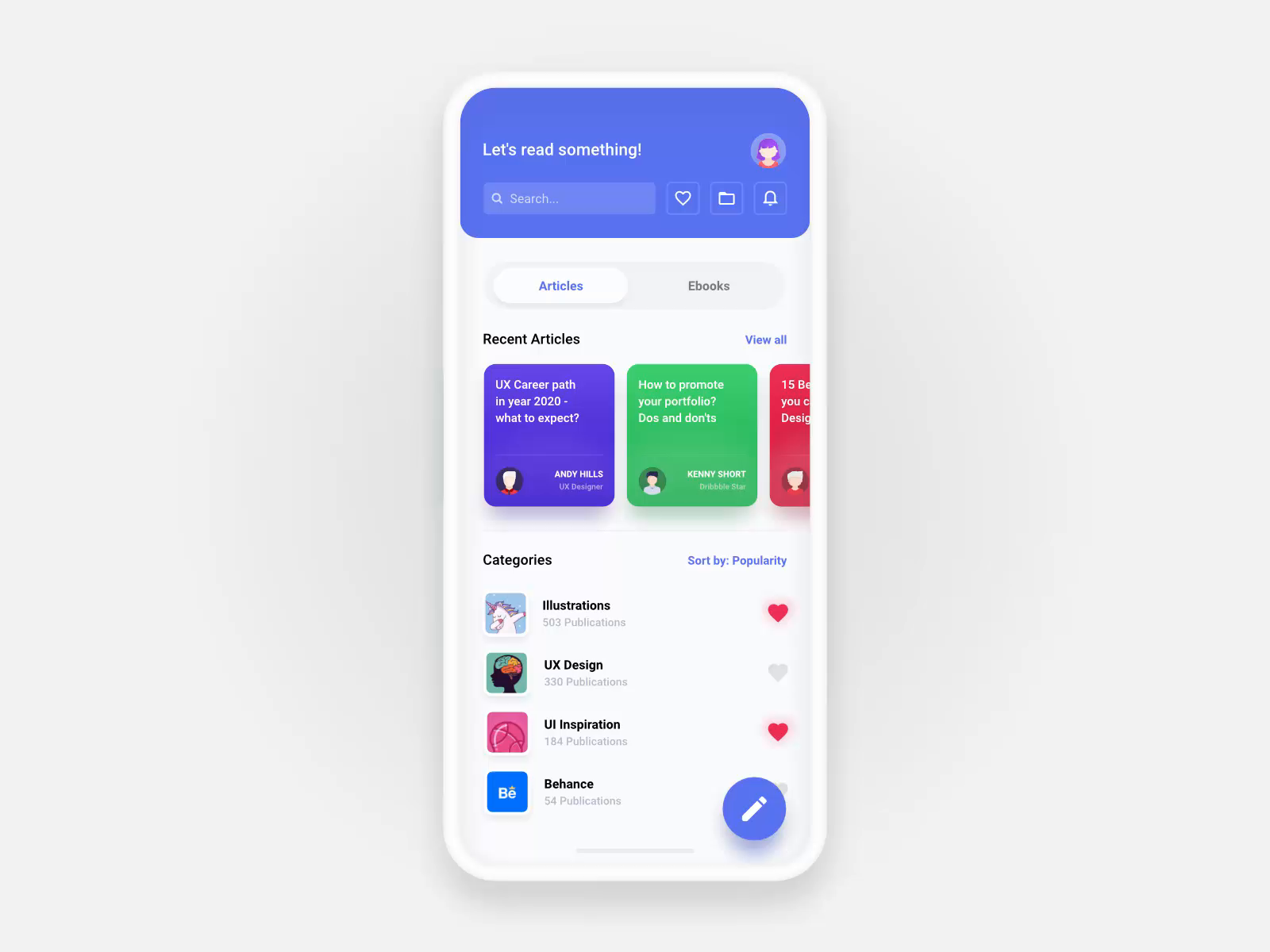 Article & Ebook Reading app - Interactions by Piotr Kosmala on Dribbble