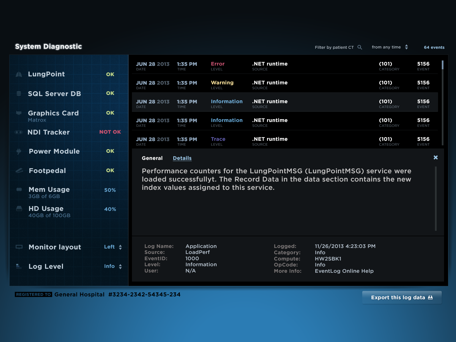 Bronchoscopic Surgical Navigation UI - System Diagnostic by ben on Dribbble