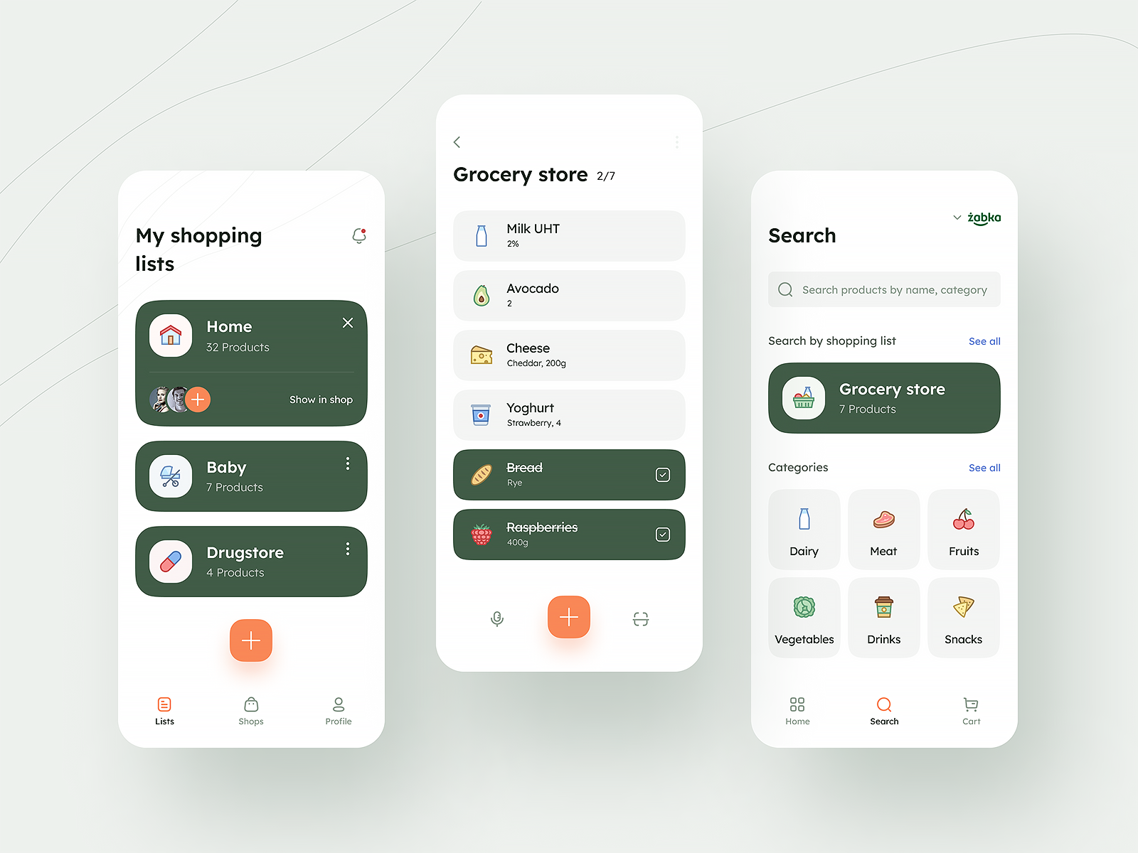 Shopping list app - grocery store by Łukasz Głuch on Dribbble