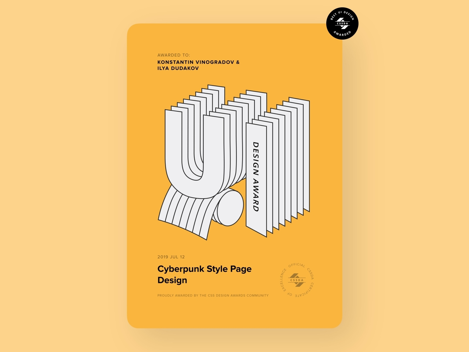 CSSDA Best UI Design Award by vino_costa for Roobinium on Dribbble