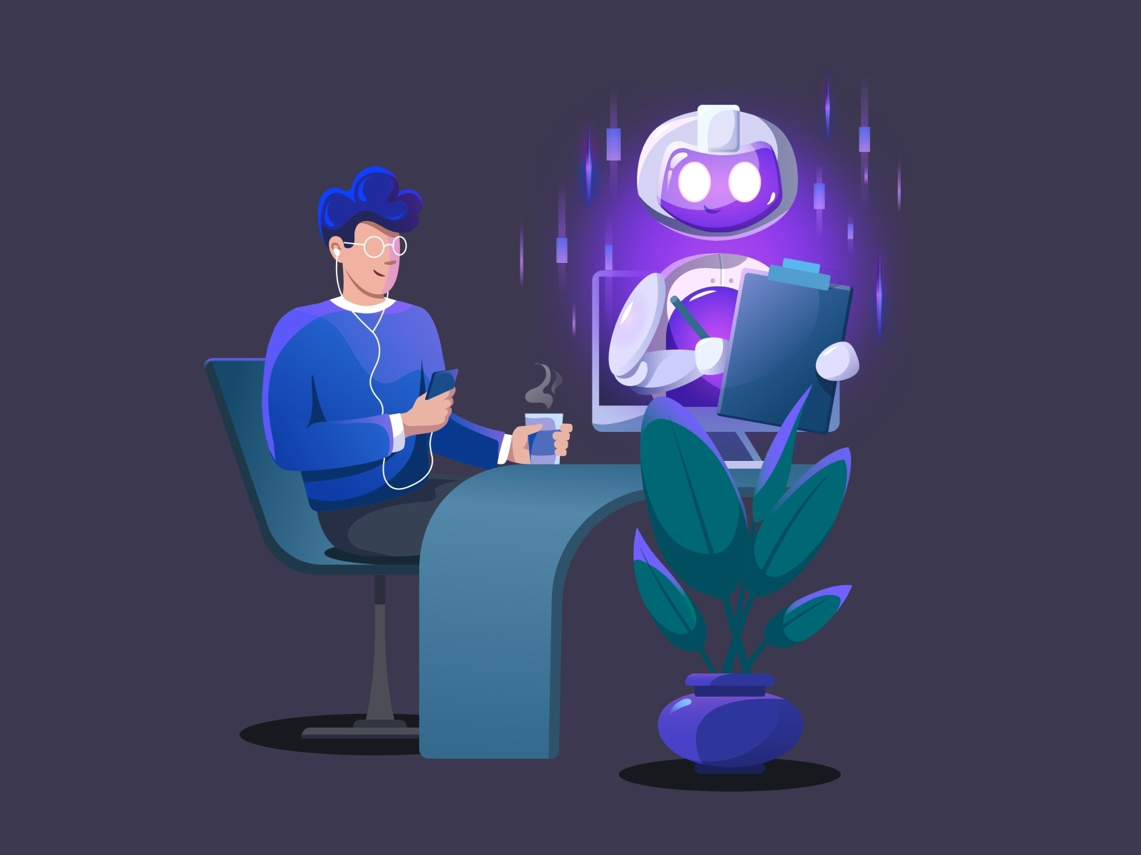 Trading Bot Scene Illustration by vino_costa for Roobinium on Dribbble