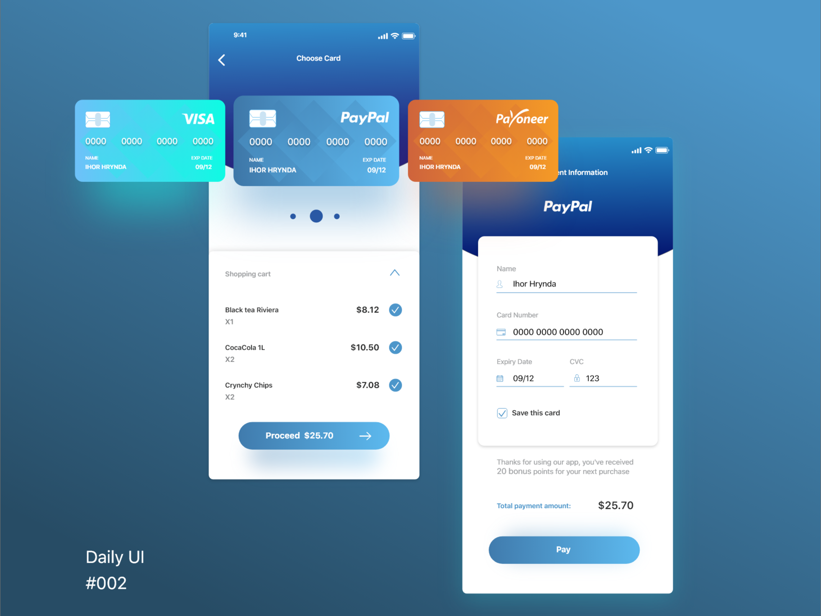 Credit Card Chekout Daily UI #002 by Ihor Hrynda on Dribbble