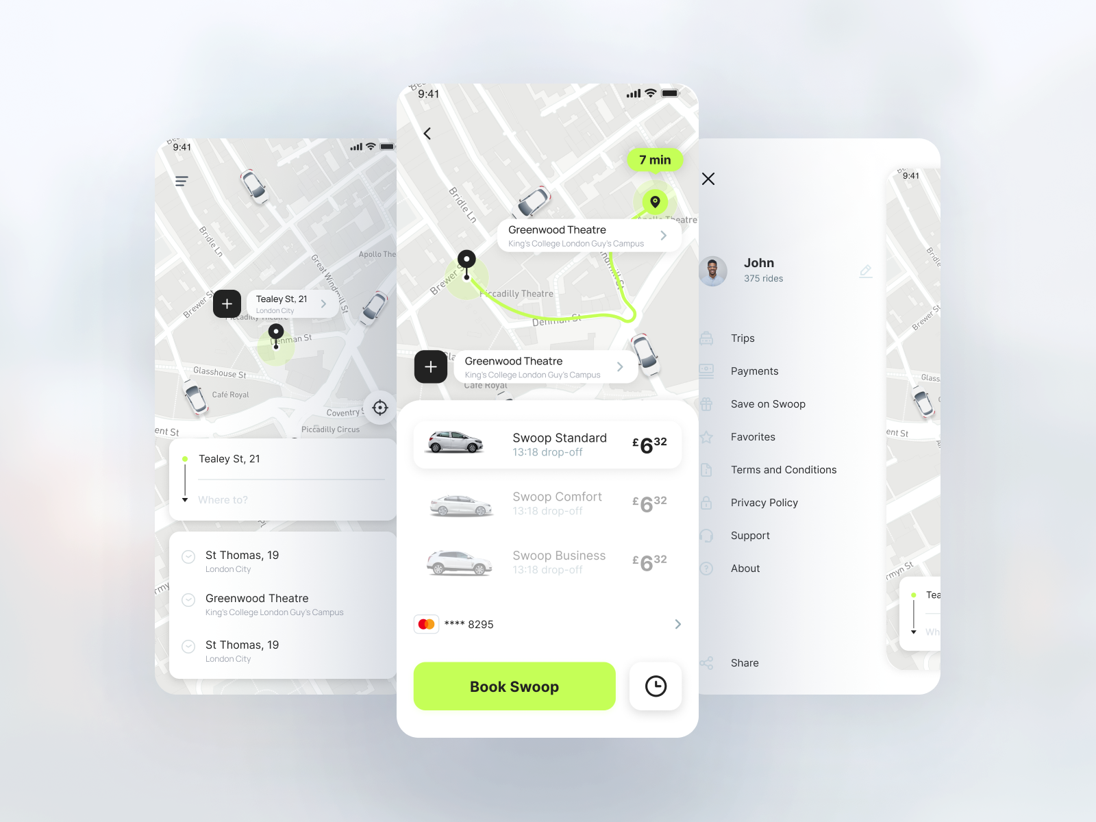 Swoop taxi App by Maks Mustafin on Dribbble