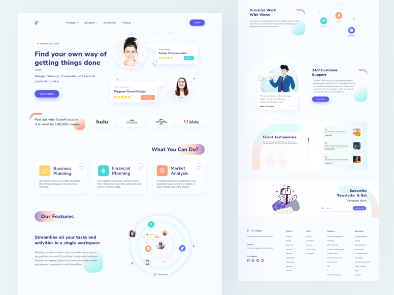 Remote work landing page by Sourav on Dribbble