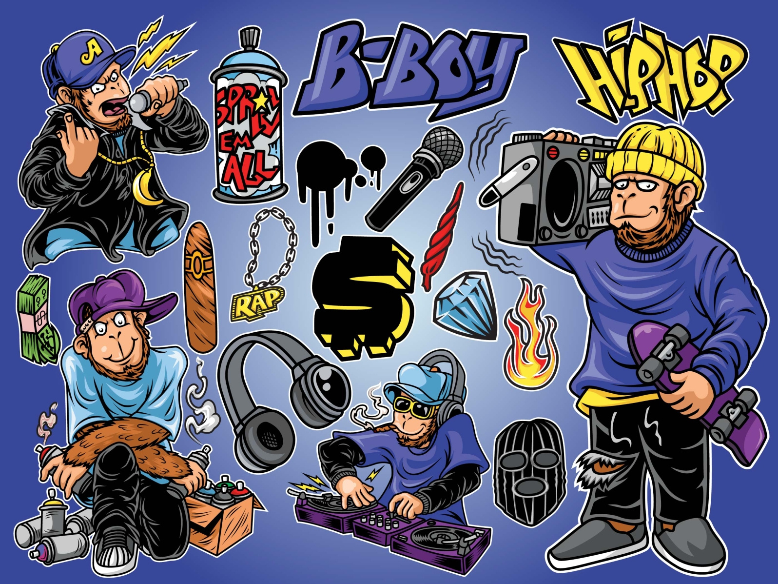 Rap Monkey by Heartlustration on Dribbble