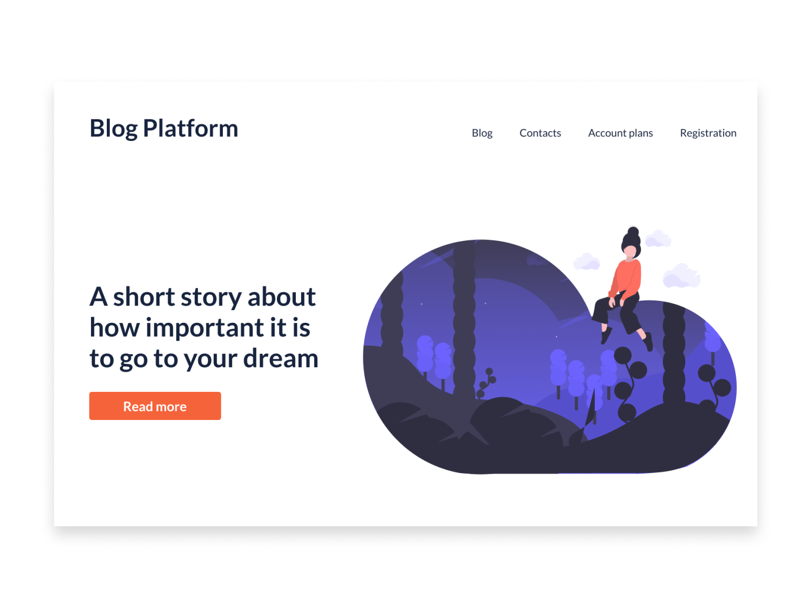 Main page for blog platform by Oleg Romanov on Dribbble