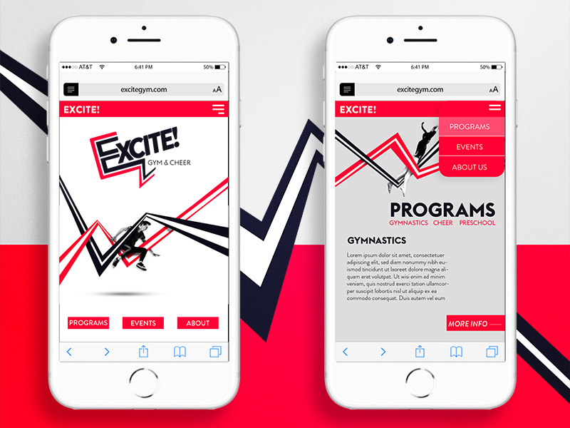 Excite! | Branding and Mobile Page Design by Lucas Garrison on Dribbble
