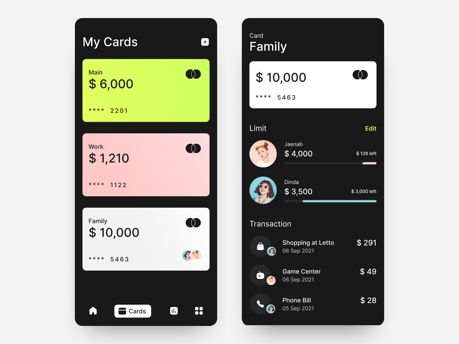 Cards Bank UI - Design Exploration by Alvin Niza on Dribbble